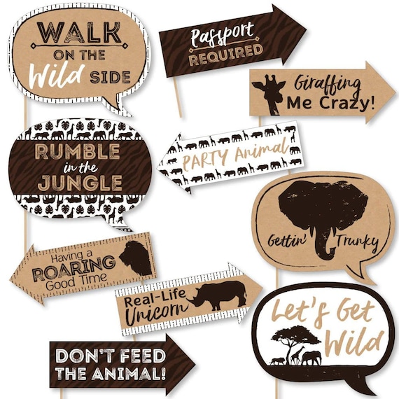 Funny Wild Safari Photo Booth Props - African Jungle Adventure Photo ...