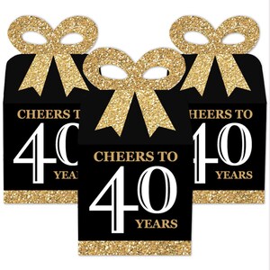 Adult 40th Birthday - Gold - Square Favor Gift Boxes - Birthday Party ...