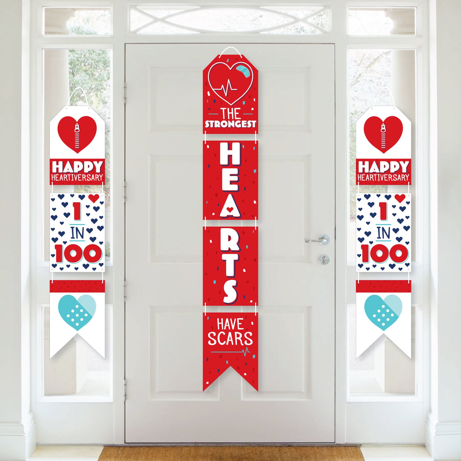 Happy Heartiversary - Hanging Vertical Paper Door Banners - CHD ...