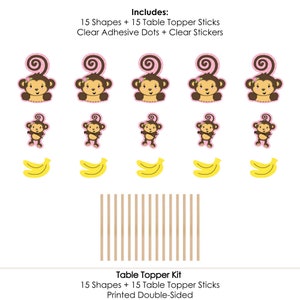 Pink Monkey Girl - Baby Shower or Birthday Party Centerpiece Sticks ...
