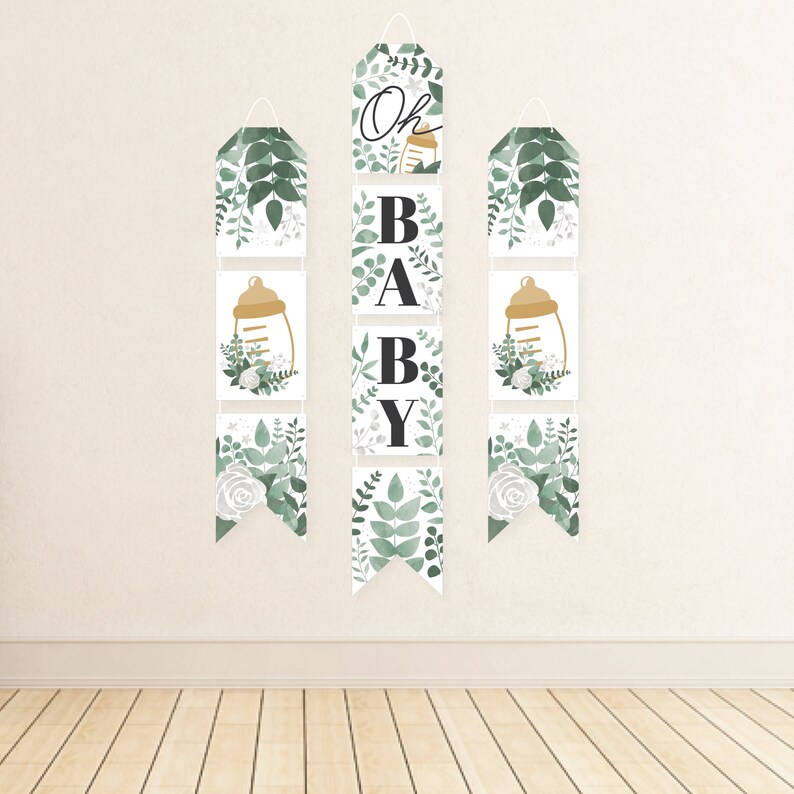 Boho Botanical Baby - Hanging Vertical Paper Door Banners - Greenery ...
