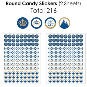 Royal Prince Charming - Mini Candy Bar Wrappers, Round Candy Stickers ...