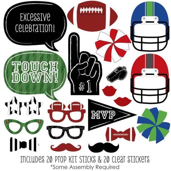 Football Photo Booth Props - Football Photobooth Kit with Custom Talk ...
