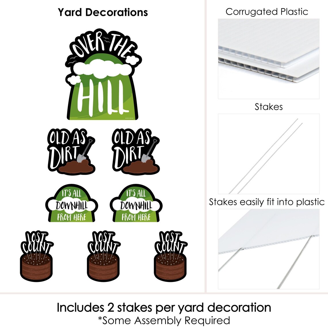 Over the Hill Birthday - Yard Sign and Outdoor Shaped Lawn Decorations ...