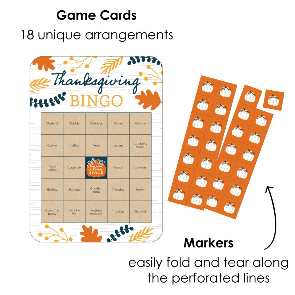 Happy Thanksgiving Bingo Cards and Markers Fall Harvest - Etsy