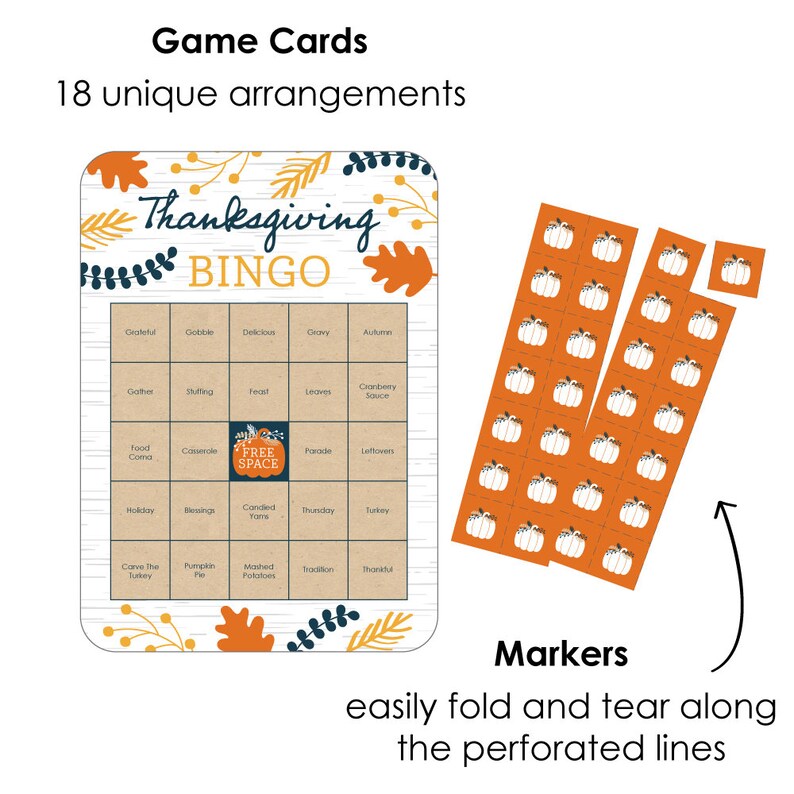 Happy Thanksgiving Bingo Cards and Markers Fall Harvest - Etsy