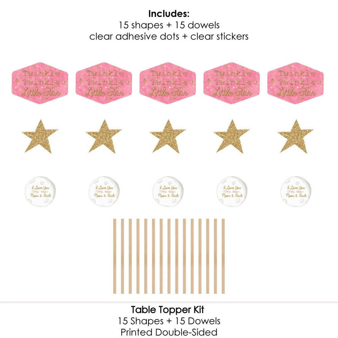 Pink Twinkle Twinkle Little Star Centerpiece Sticks Baby - Etsy