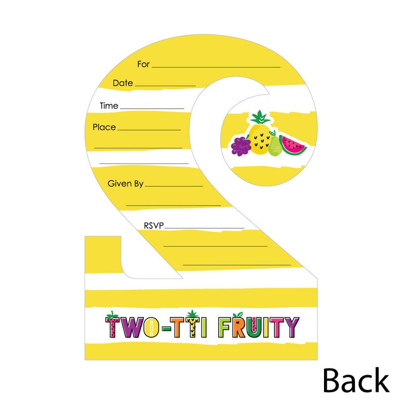 Two-tti Fruity 2nd Birthday Shaped Fill-in Invitations - Etsy