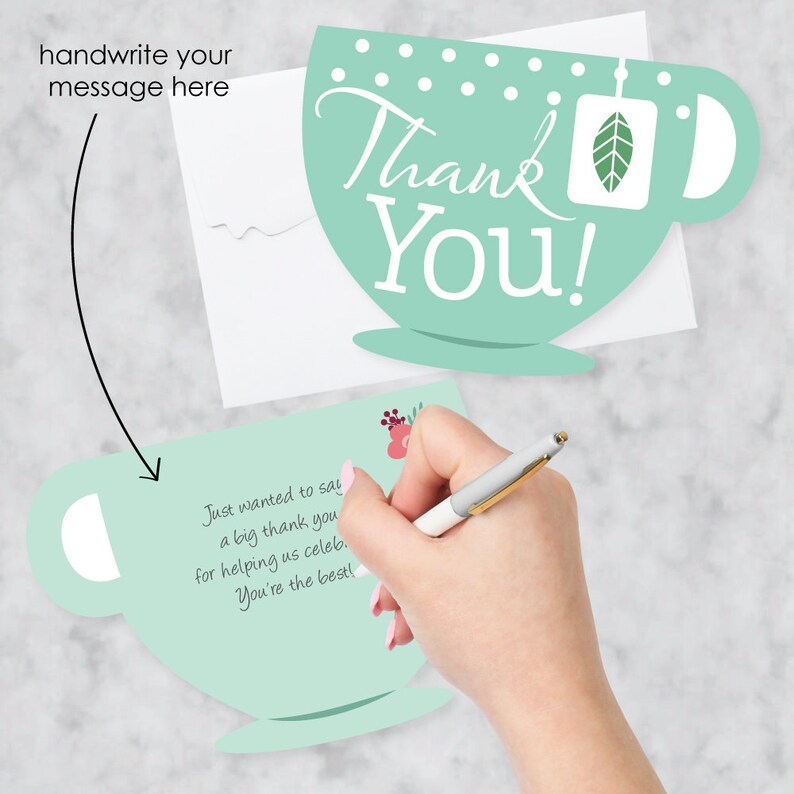 Floral Lets Par-tea Shaped Thank You Cards Garden Tea - Etsy