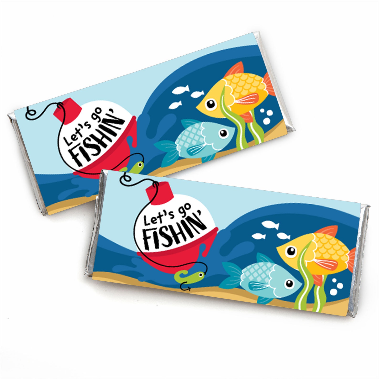 Lets Go Fishing Candy Bar Wrapper Fish Themed Birthday - Etsy