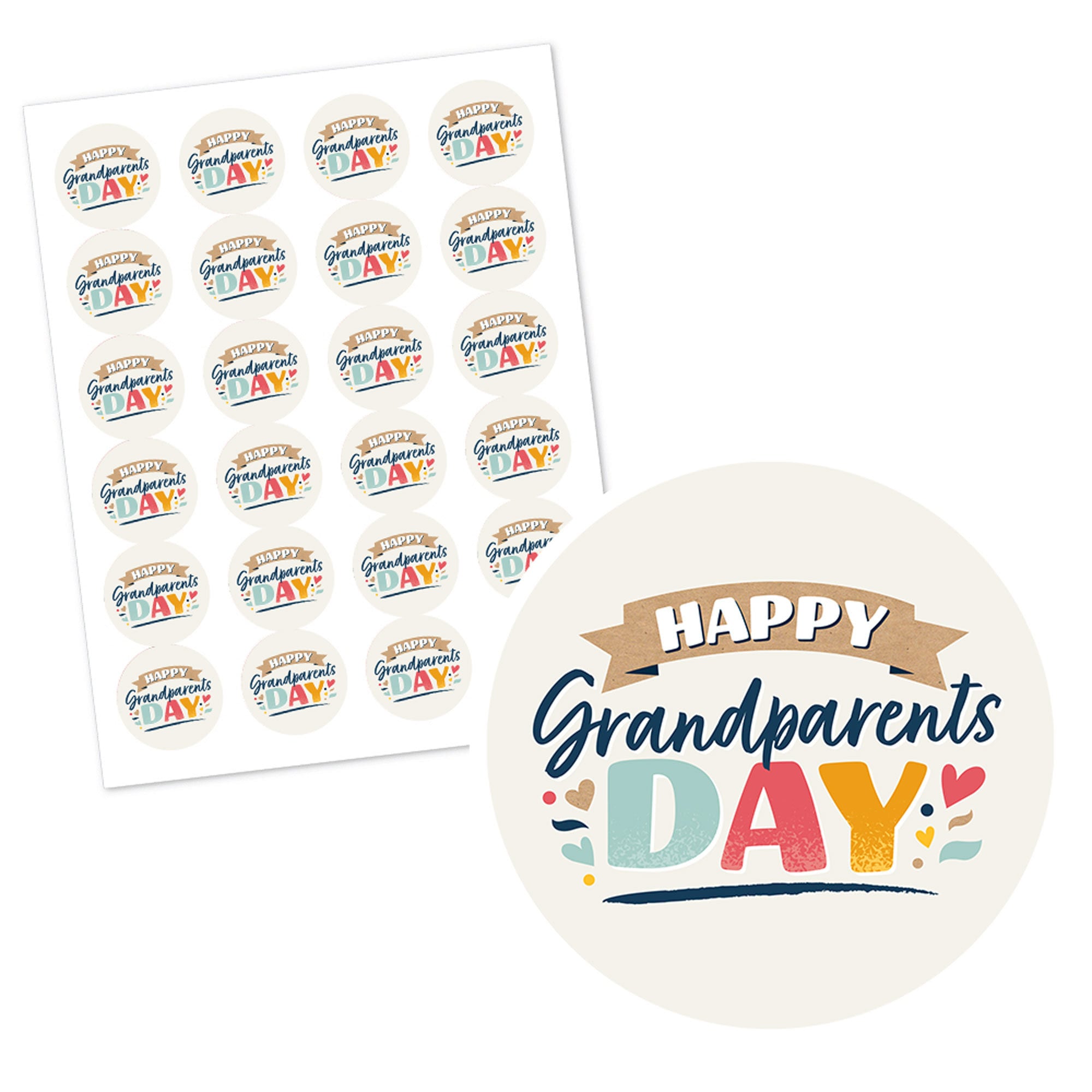 Happy Grandparents Day - Grandma & Grandpa Party Circle Sticker Labels ...