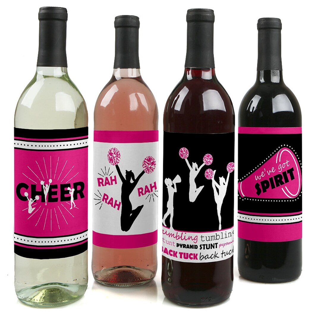 We've Got Spirit Cheerleading Wine Bottle Labels Cheerleader Wine ...