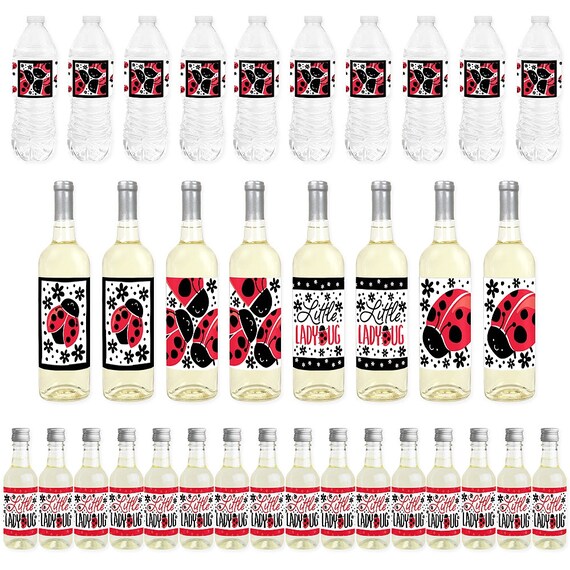 Happy Little Ladybug - Mini Wine Bottle Labels, Wine Bottle Labels and ...