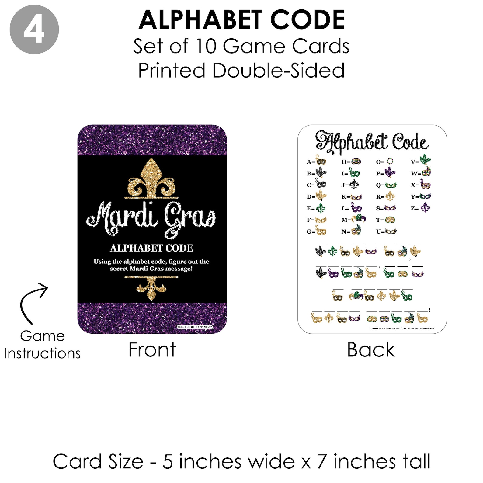 Mardi Gras - 4 Masquerade Party Games - 10 Cards Each - Gamerific ...