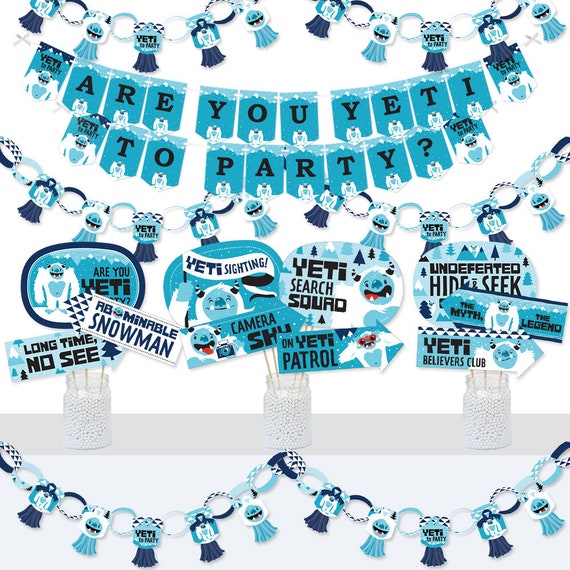 Yeti to Party - Banner and Photo Booth Decorations - Abominable Snowman ...