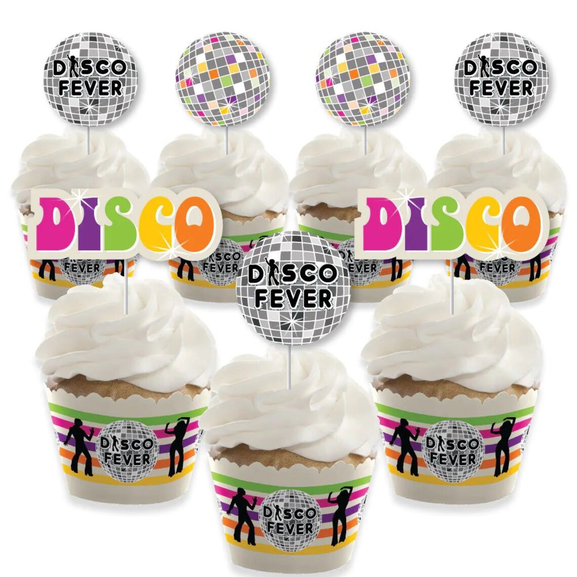 70s Disco 1970s Party Supplies Disco Fever Party Cupcake - Etsy