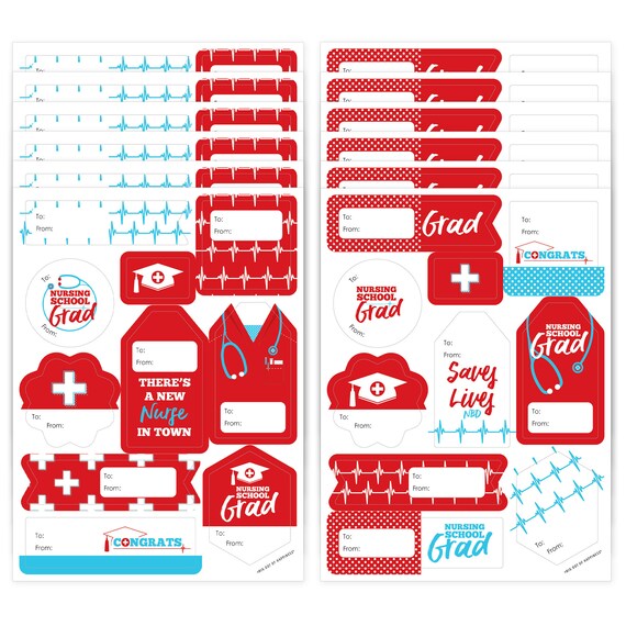 Nurse Graduation - Assorted Medical Nursing Graduation Party Gift Tag ...
