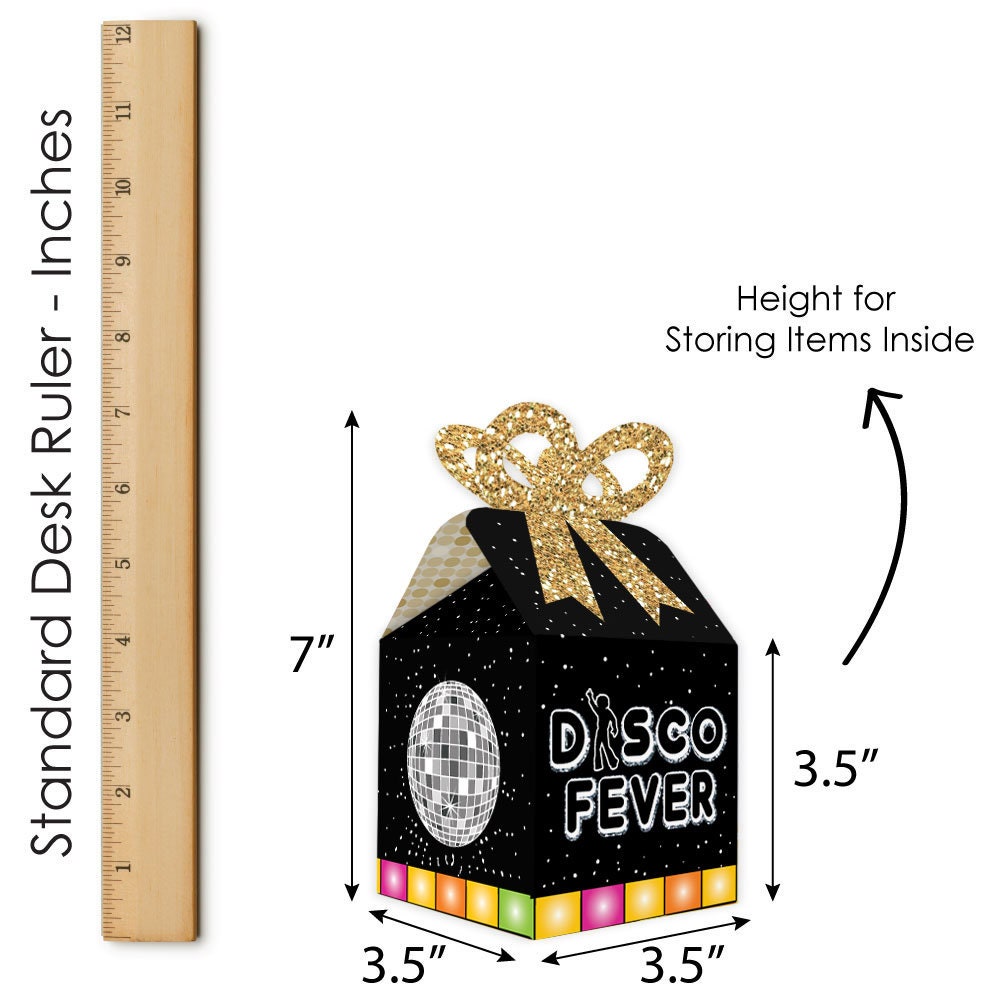 70’s Disco - Square Favor Gift Boxes - 1970s Disco Fever Party Bow ...