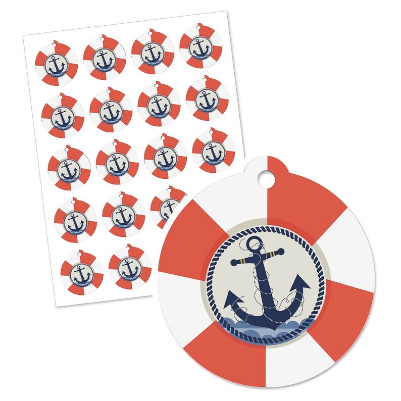 Ahoy Nautical Baby Shower or Birthday Party Favor Gift Tags - Etsy
