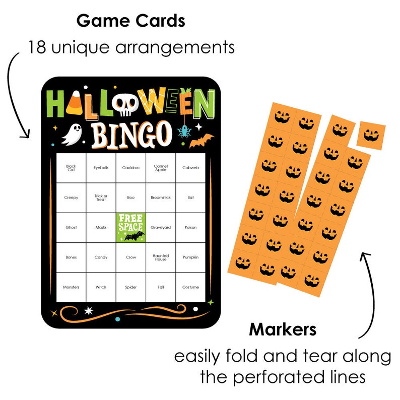Jack-o'lantern Halloween Bingo Cards and Markers Kids - Etsy