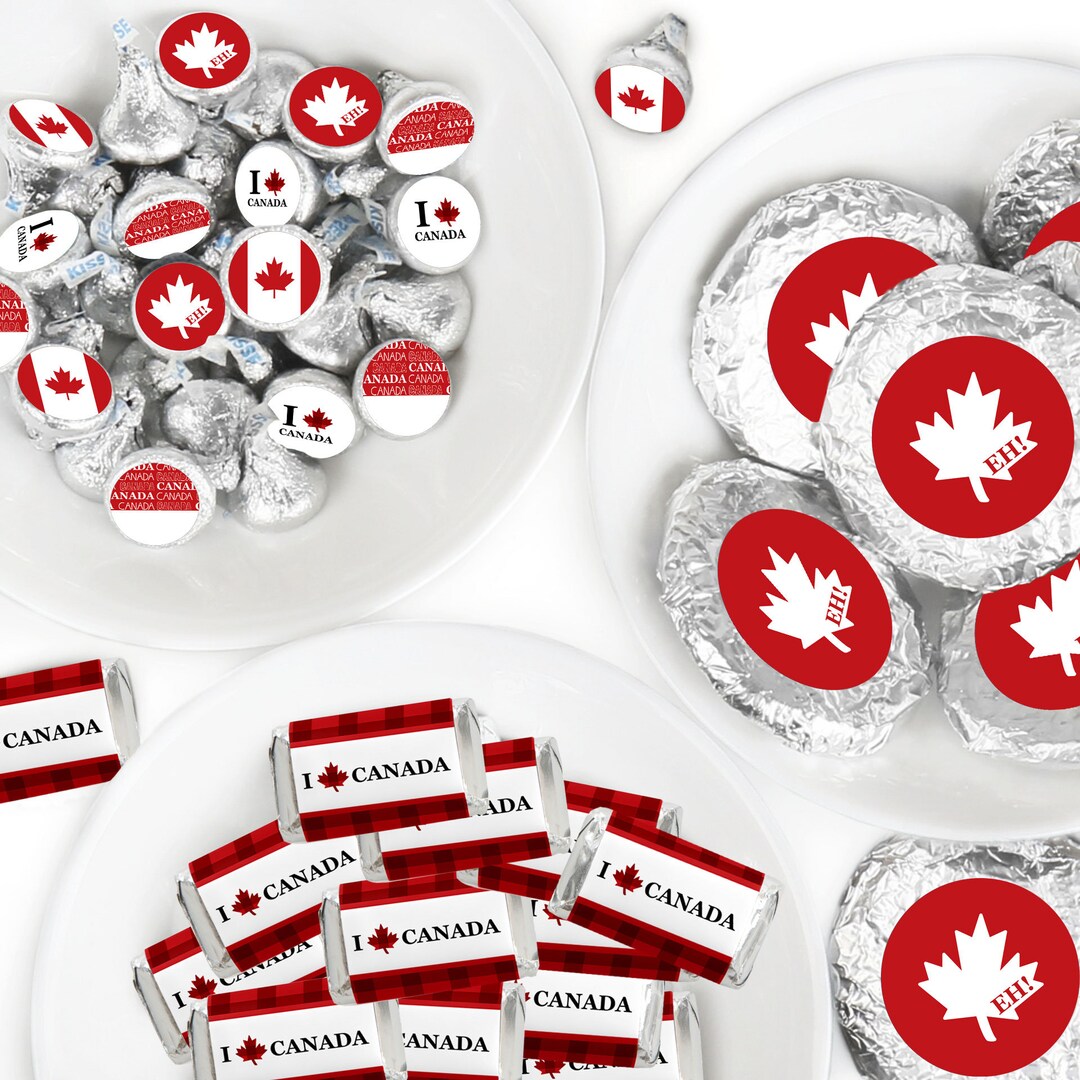 Canada Day - Mini Candy Bar Wrappers, Round Candy Stickers & Circle ...