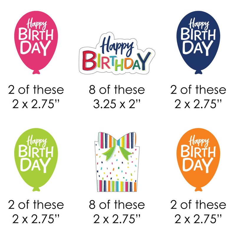 Small Cheerful Happy Birthday DIY Shaped Paper Cut Outs - Etsy