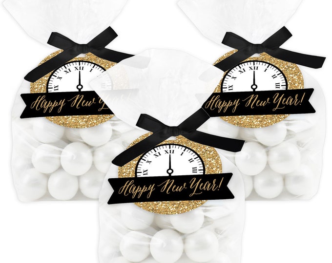 New Year’s Eve - Gold - New Years Eve Party Clear Goodie Favor Bags ...