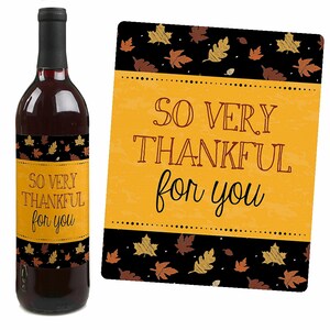 Give Thanks - Thanksgiving Party Holiday Wine Bottle Labels for for ...