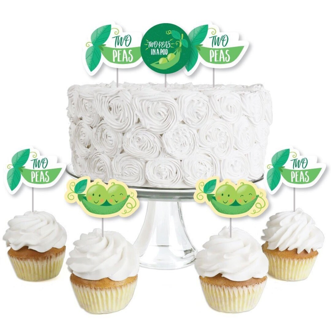 Double the Fun - Twins Two Peas in a Pod - Dessert Cupcake Toppers ...