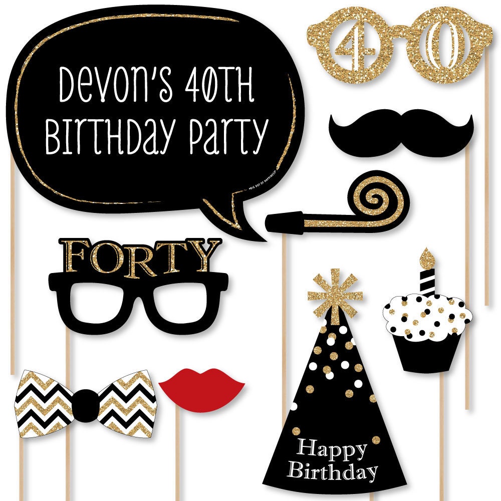 40th Birthday Gold Party Photo Booth Props Adult Birthday - Etsy Australia