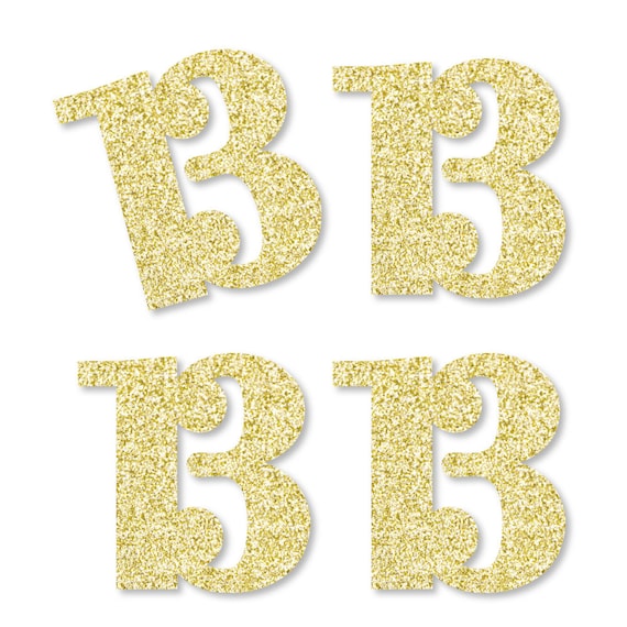 Gold Glitter 13 - No-Mess Real Gold Glitter Cut-Out Numbers - 13th ...
