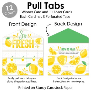 So Fresh Lemon Citrus Lemonade Party Game Pickle Cards Pull Tabs 3-in-a-row Set of 12 - Etsy