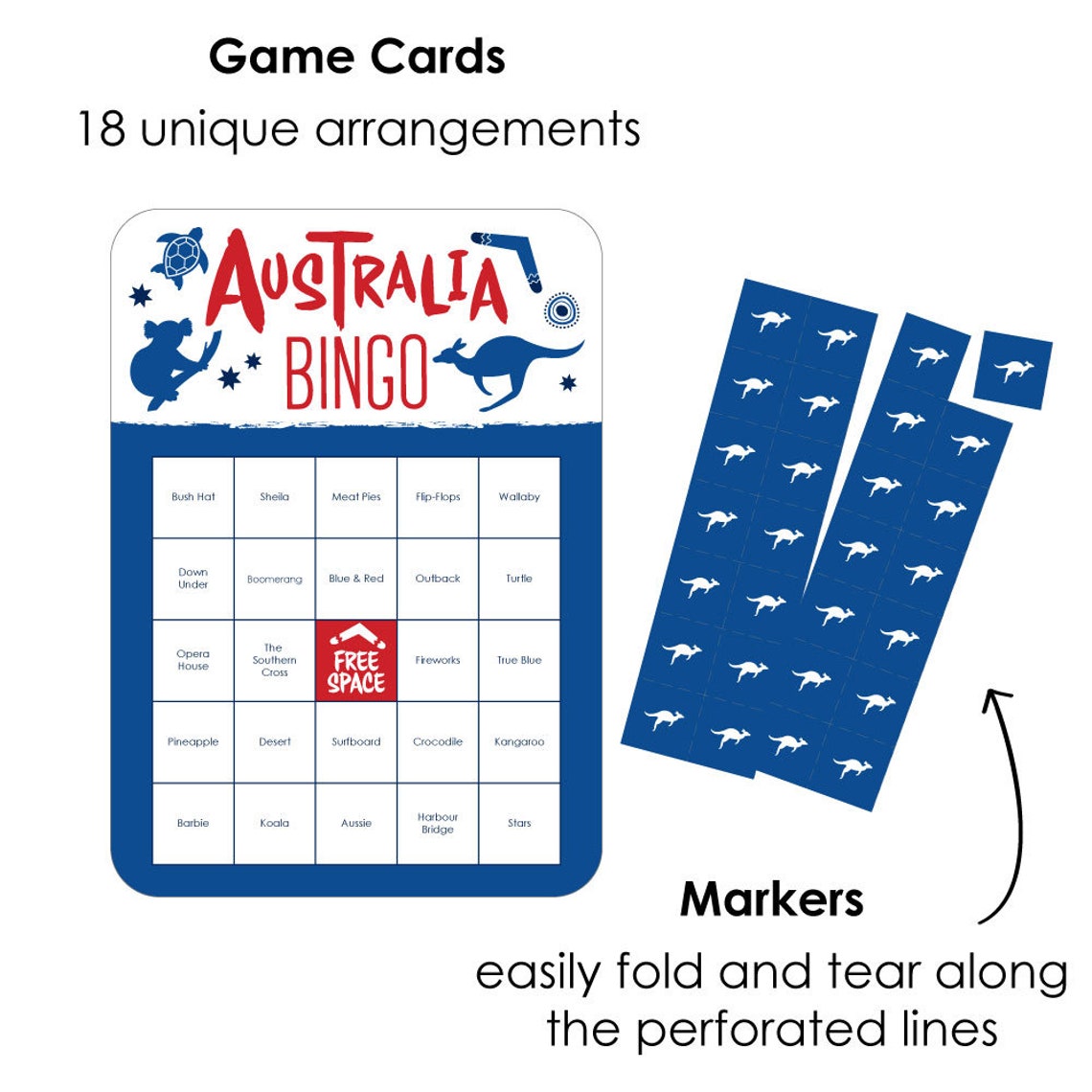 Australia Day Bar Bingo Cards and Markers Gday Mate - Etsy