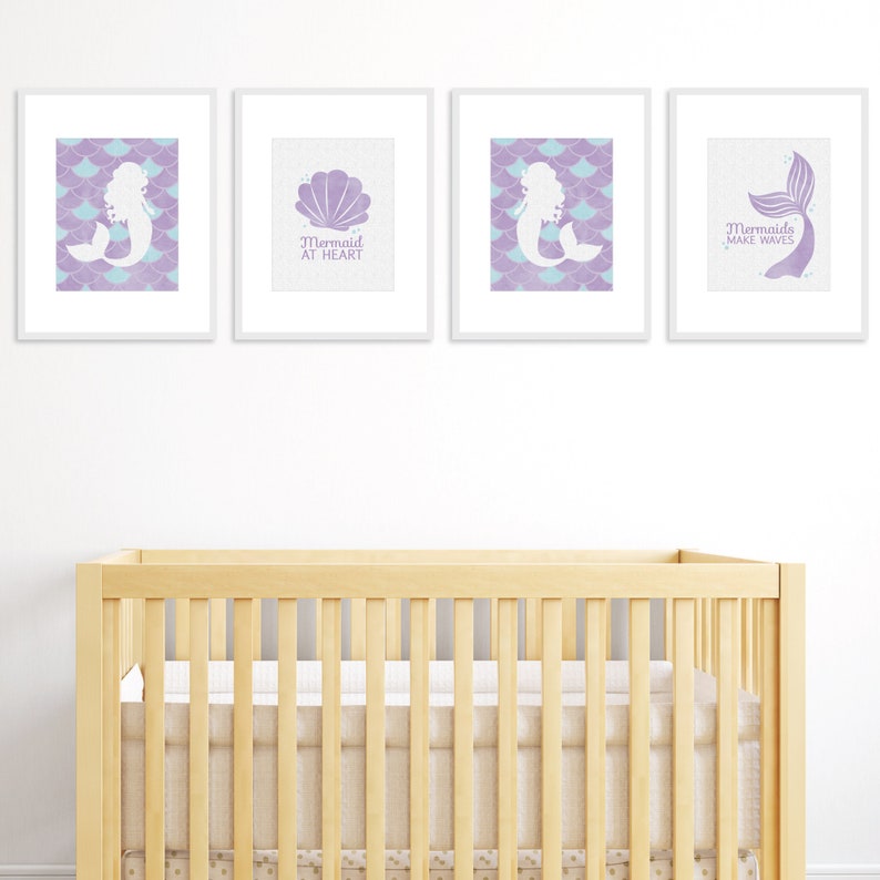 Let’s Be Mermaids - Unframed Purple and Teal Mermaid Tail Nursery and ...