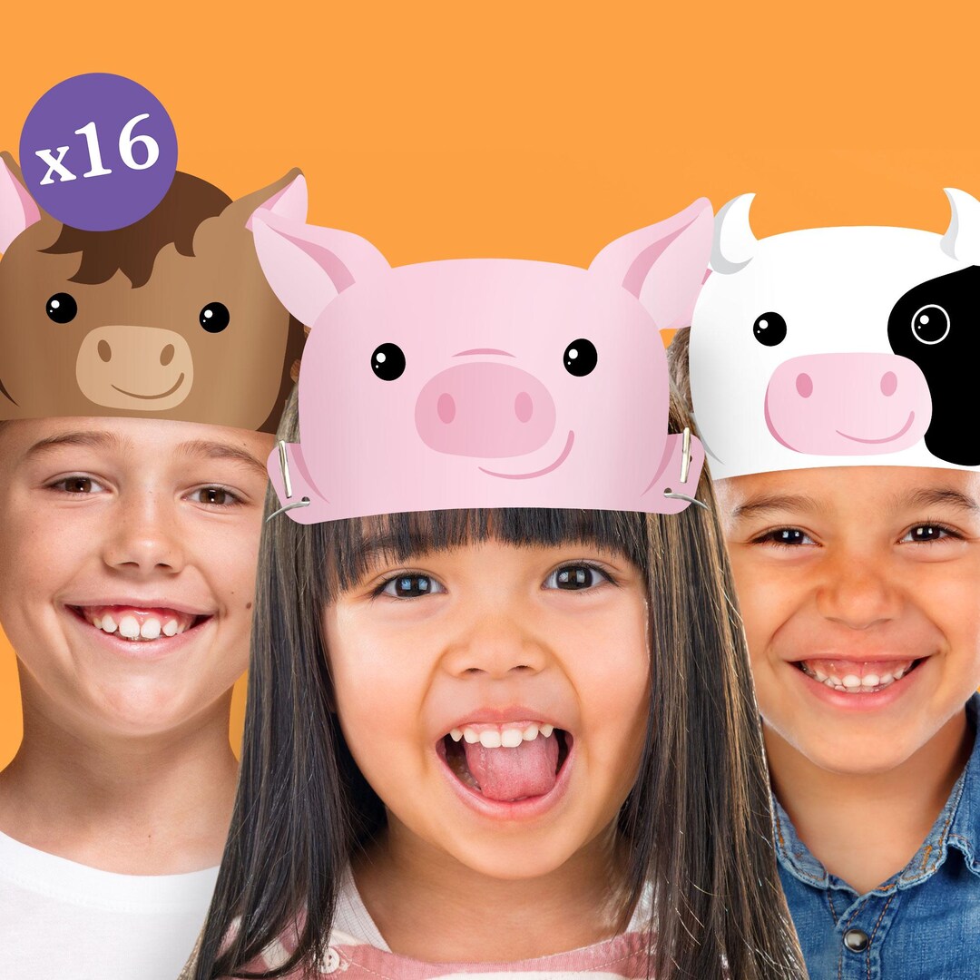 Paper Farm Animal Headbands, Barnyard Party Crowns for Kids Farm ...