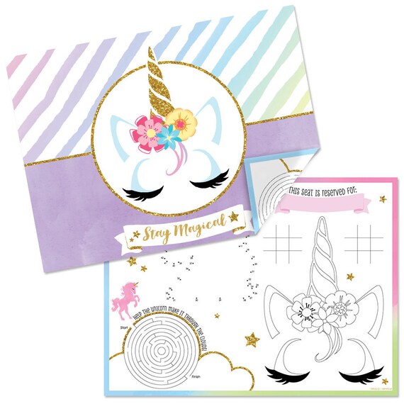 Rainbow Unicorn - Paper Magical Unicorn Birthday Party Coloring Sheets ...