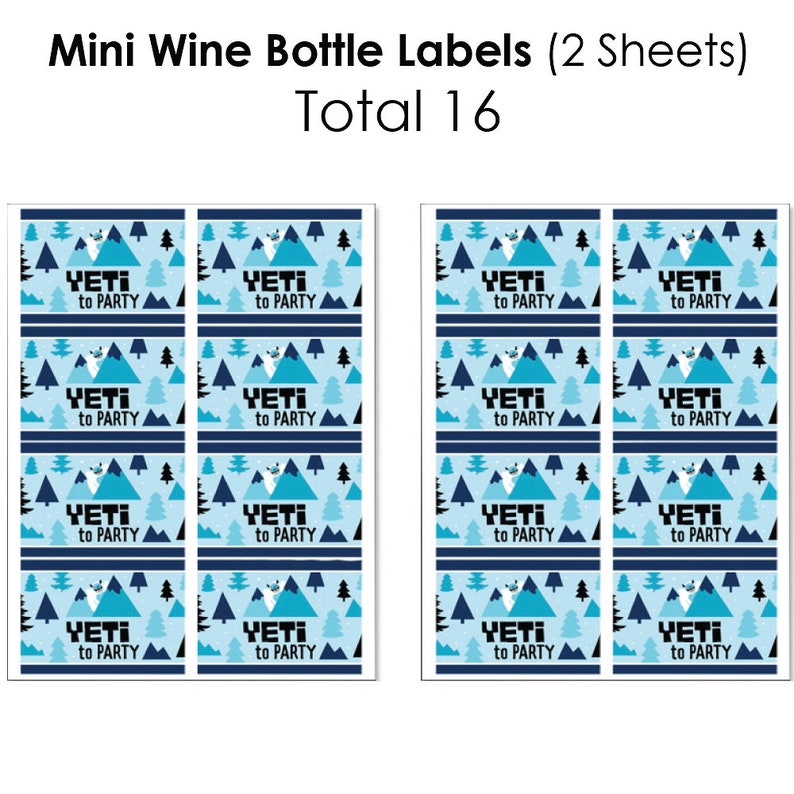 Yeti to Party Mini Wine Wine Bottle and Water Bottle Labels | Etsy