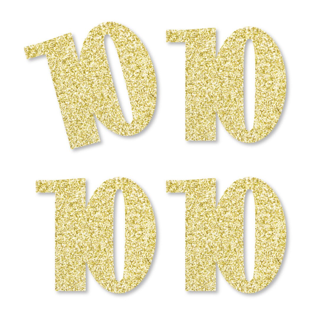 Gold Glitter 10 - No-mess Real Gold Glitter Cut-out Numbers - 10th ...