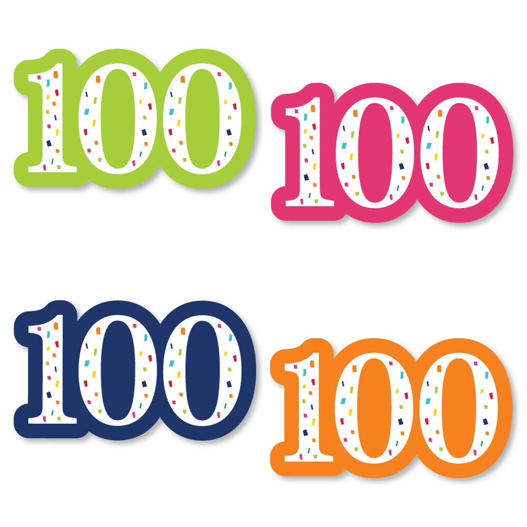 100th Birthday - Cheerful Happy Birthday - DIY Shaped Paper Cut Outs ...