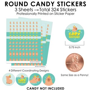 Capy Birthday Capybara Party Small Round Candy Stickers Party Favor ...