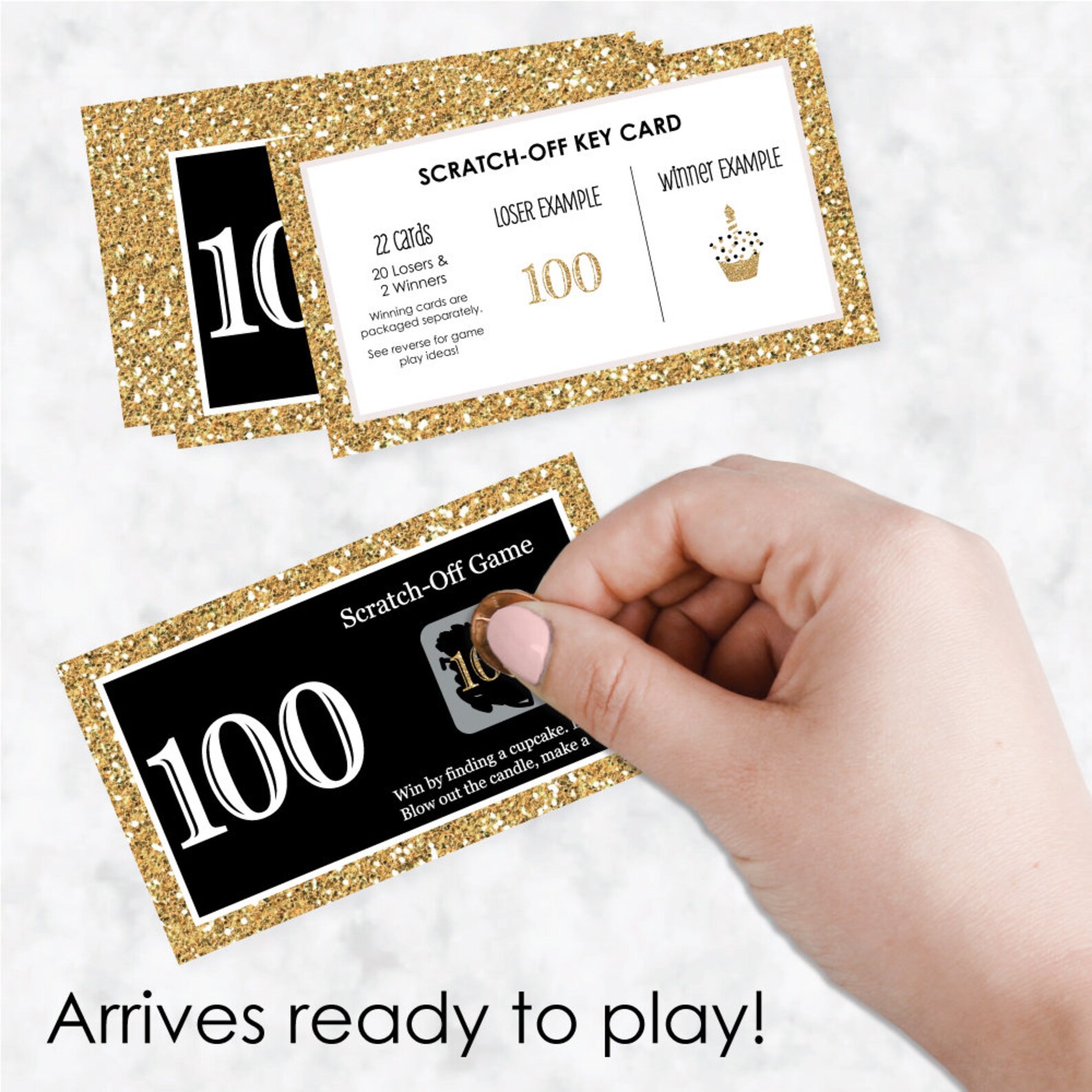 100th Birthday Party Scratch off Game - Adult 100th Birthday - Gold ...