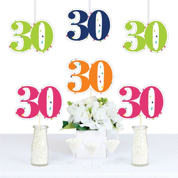 30th Birthday - Cheerful Happy Birthday - Thirty Shaped Decorations DIY ...