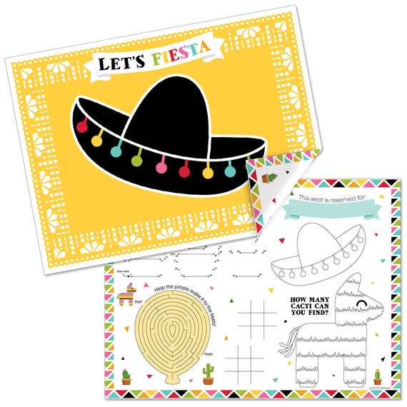 Let’s Fiesta - Paper Mexican Fiesta Birthday Party Coloring Sheets ...