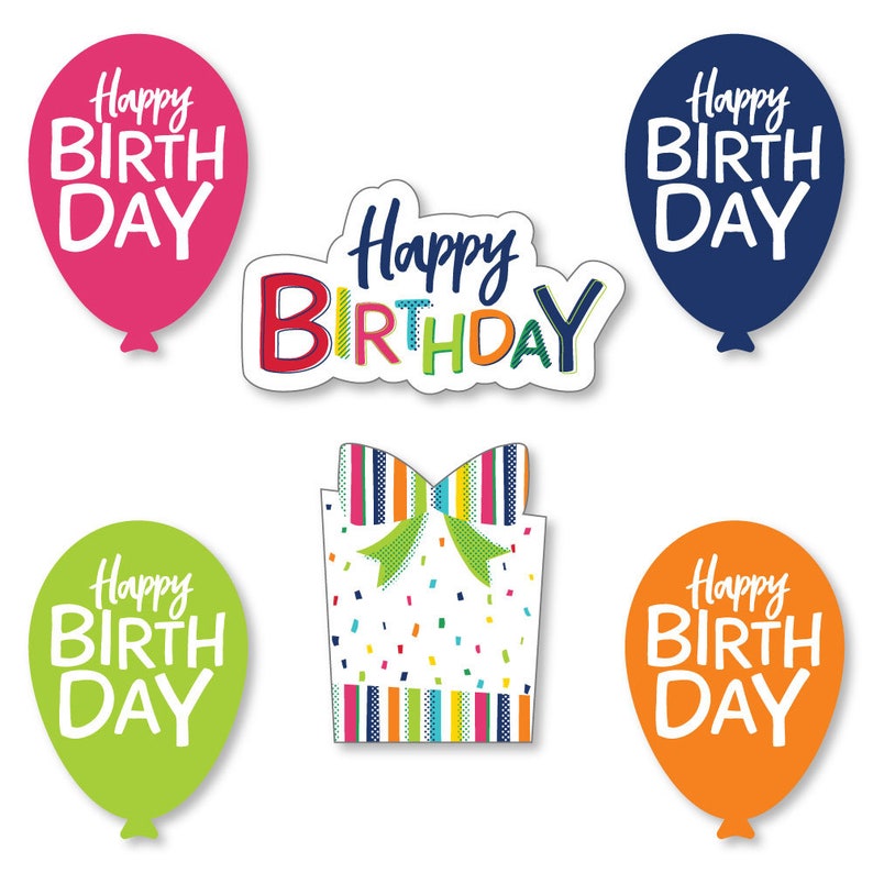 Small Cheerful Happy Birthday DIY Shaped Paper Cut Outs - Etsy