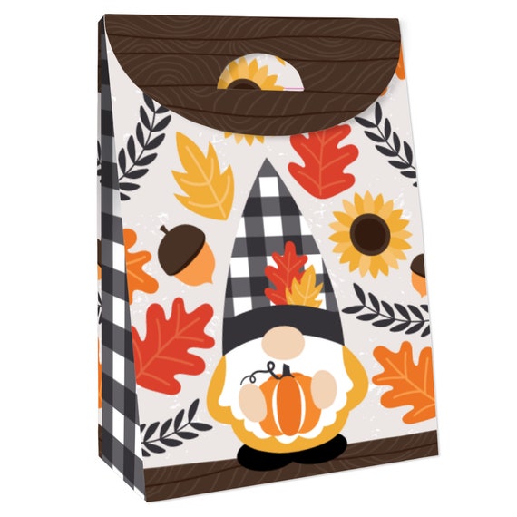 Fall Gnomes - Autumn Harvest Gift Favor Bags - Party Goodie Boxes - Set ...