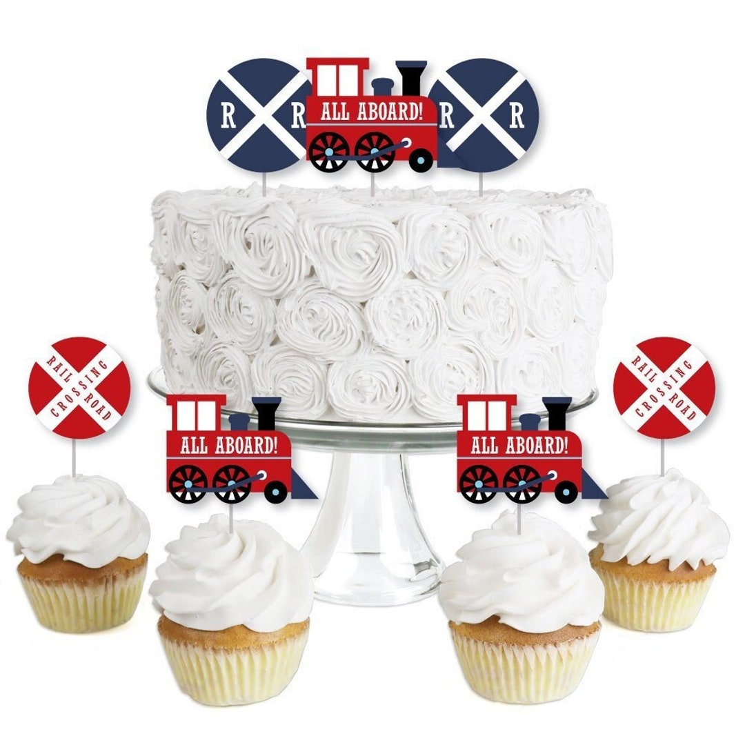 Railroad Party Crossing - Dessert Cupcake Toppers - Choo Choo Train ...