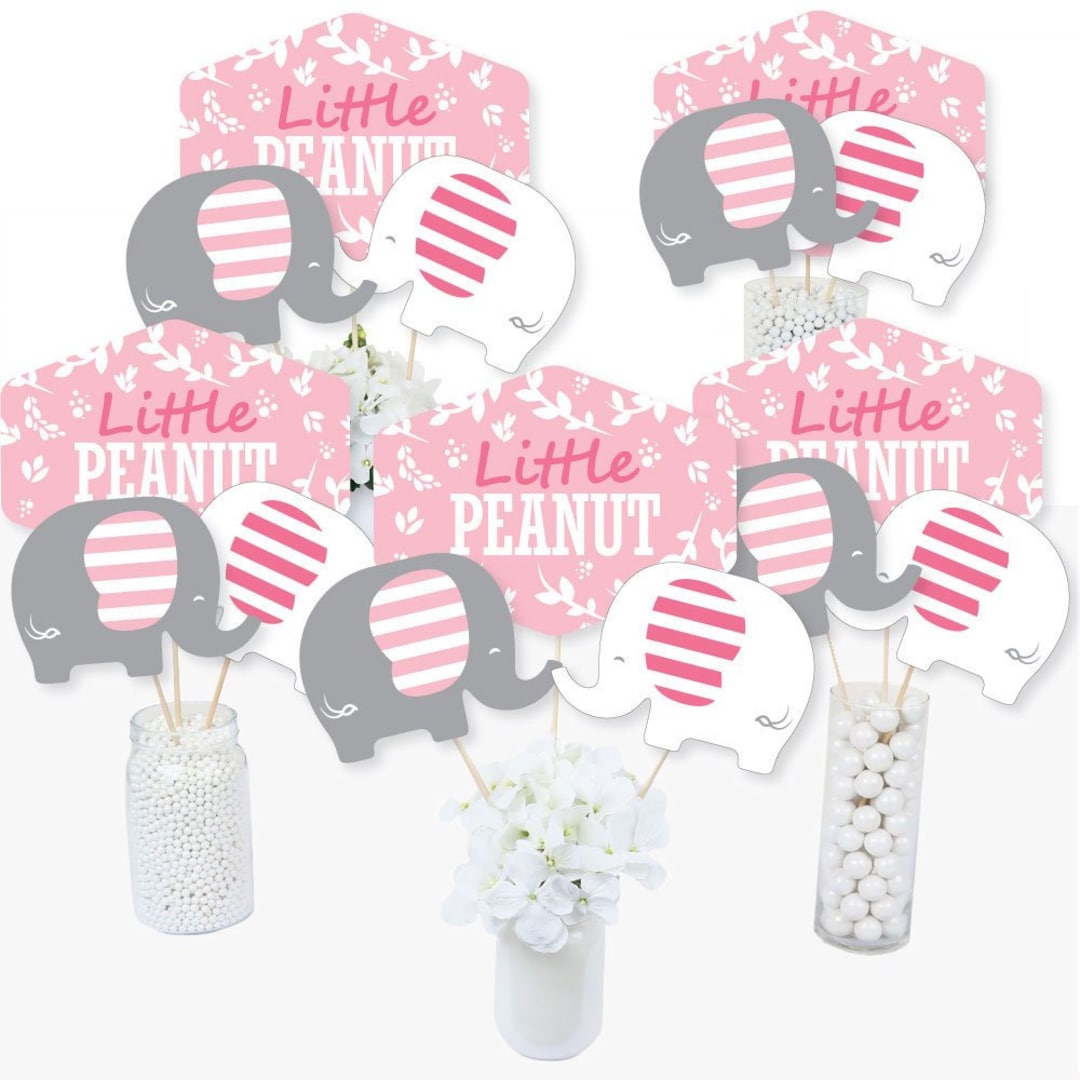 Pink Elephant Centerpiece Sticks Girl Baby Shower Table Toppers Pink ...