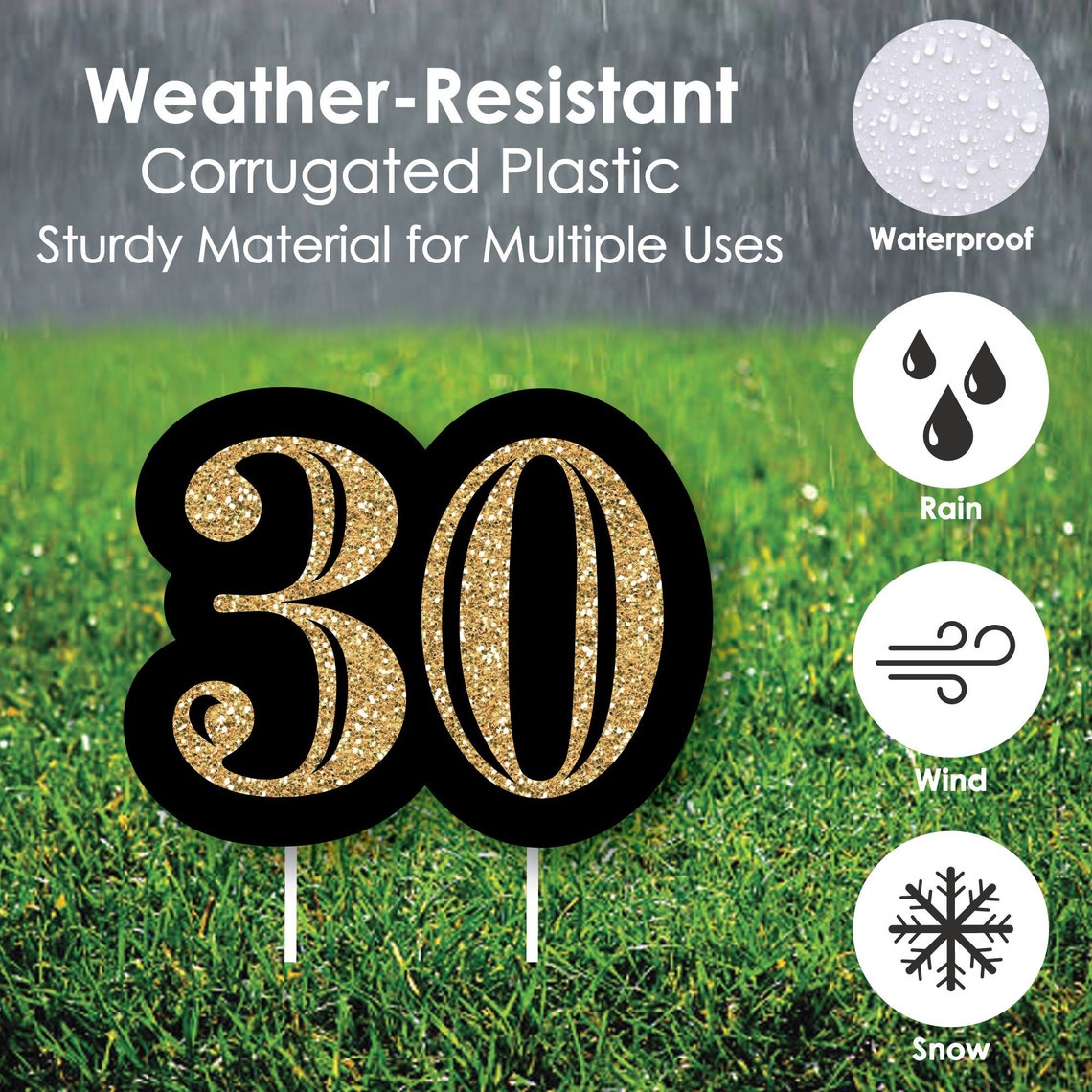 Adult 30th Birthday Gold Yard Sign and Outdoor Lawn - Etsy