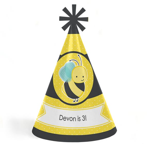 Honey Bee Birthday Party Hats - Personalized Bumble Bee Birthday Party ...