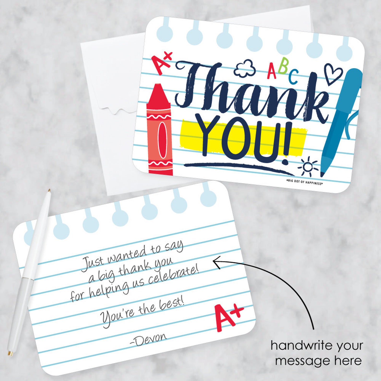 Back to School - Shaped Thank You Cards - First Day of School Classroom ...